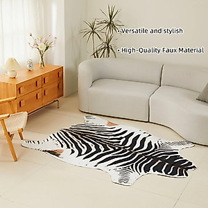 MustMat Zebra Rug for Living Room Decor(4.6ft x 6.6ft) - Faux Fur Animal Print Carpet in Black and White - Perfect for Bedroom, Office, or Nursery