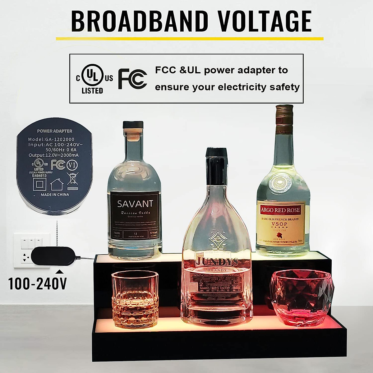 LED Liquor Bottle Display Shelf, Wireless Remote & App Control, 16 Inch 2 Step Illuminated Bar Bottle Lighting Shelves Bar Accessories for Home Bar Party Restaurant Decor