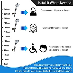 Shower Head Holder All Metal Handheld Shower Wand Bracket Adhesive Shower Wall Mount Holder Brass Shower Spray Holder Brushed Nickel, Drill Free Glue Installation