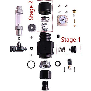 FZONE Aquarium CO2 Regulator Mini Series V3.0 Dual Stage with DC Solenoid and Bubble Counter Check Valve Compatible Paintball Tank CGA320 CO2 Cylinde