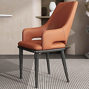 RILOOP Mid Century Modern Dining Chairs,Pu Leather Upholstered Dining Chairs with Black Metal Frame, Kitchen & Dining Room Chairs Armrests Side Chairs for Dining Room,Living Room/C/43 * 44 * 92Cm