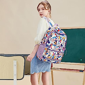 CAMTOP Elementary Backpack for Kids Girls Backpack Middle School Bookbags Causal Daypack Travel (Graffiti Backpack)