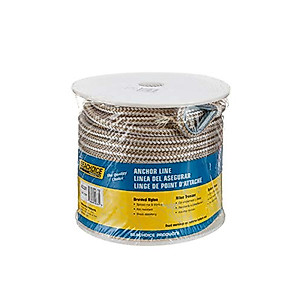 Seachoice Boat Anchor Rope, Double-Braid, Nylon, Achor Line, 3/8 in. X 150 Ft., Gold/White