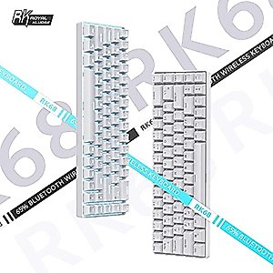 RK ROYAL KLUDGE RK68 Wireless Hot Swappable 65% Mechanical Keyboard, 68 Keys Compact BT5.0 Gaming Keyboard with Stand-Alone Arrow/Control Keys, Quiet Red Switch