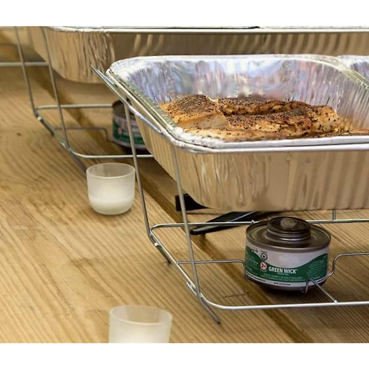 Folding Chafing Food Warmer Wire Rack Chafer Stand Chrome Super Sturdy Foldable Buffet, for use with Disposable Party Accessories