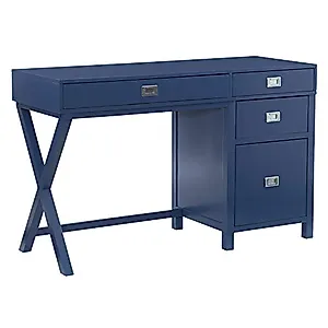 Linon Sadie Navy Blue Modern Classic Side Storage Desk