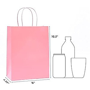 Nexmint 24-Pack Medium Pink Paper Gift Bags with Handle: Pink Gift Bags, Pink Paper Bag, Shopping Bag, Party Favor Bags, Treat Bags, Goodie Bag, Business Tchotchkes, Shopping Bag, Retail Bag, Kraft Paper Bag