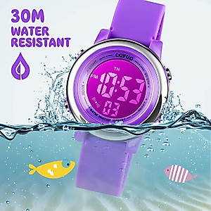 cofuo Kids Digital Sport Waterproof Watch for Girls Boys, Kid Sports Outdoor LED Electrical Watches with Luminous Alarm Stopwatch Child Wristwatch