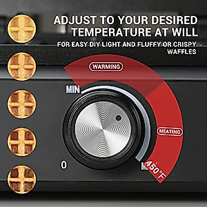 FELAYZA Aluminum Waffle Maker, 1500W Belgian Waffle Maker with Adjustable Temperature Control, Non-Stick Mini Waffle Easy Clean up Waflera Electrica with Cool Touch Handle(GLOSSY)