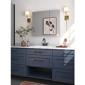 Deer Valley Medicine Cabinet with Mirror, 26 x 30 Inch Double Doors Bathroom Mirror Medicine Cabinet with Adjustable Glass Shelves, Frameless Surface Mount Wall Cabinet, Beveled Edge