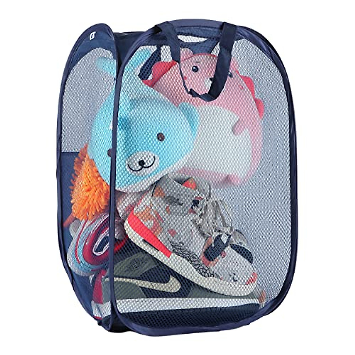 Nvatorfox 2 Pack Pop Up Storage and Laundry Hamper, Mesh Popup Laundry Hamper Portable, Durable Handles Collapsible for Storage and Easy to Open, for The Kids Room, College Dorm or Travel (Blue)