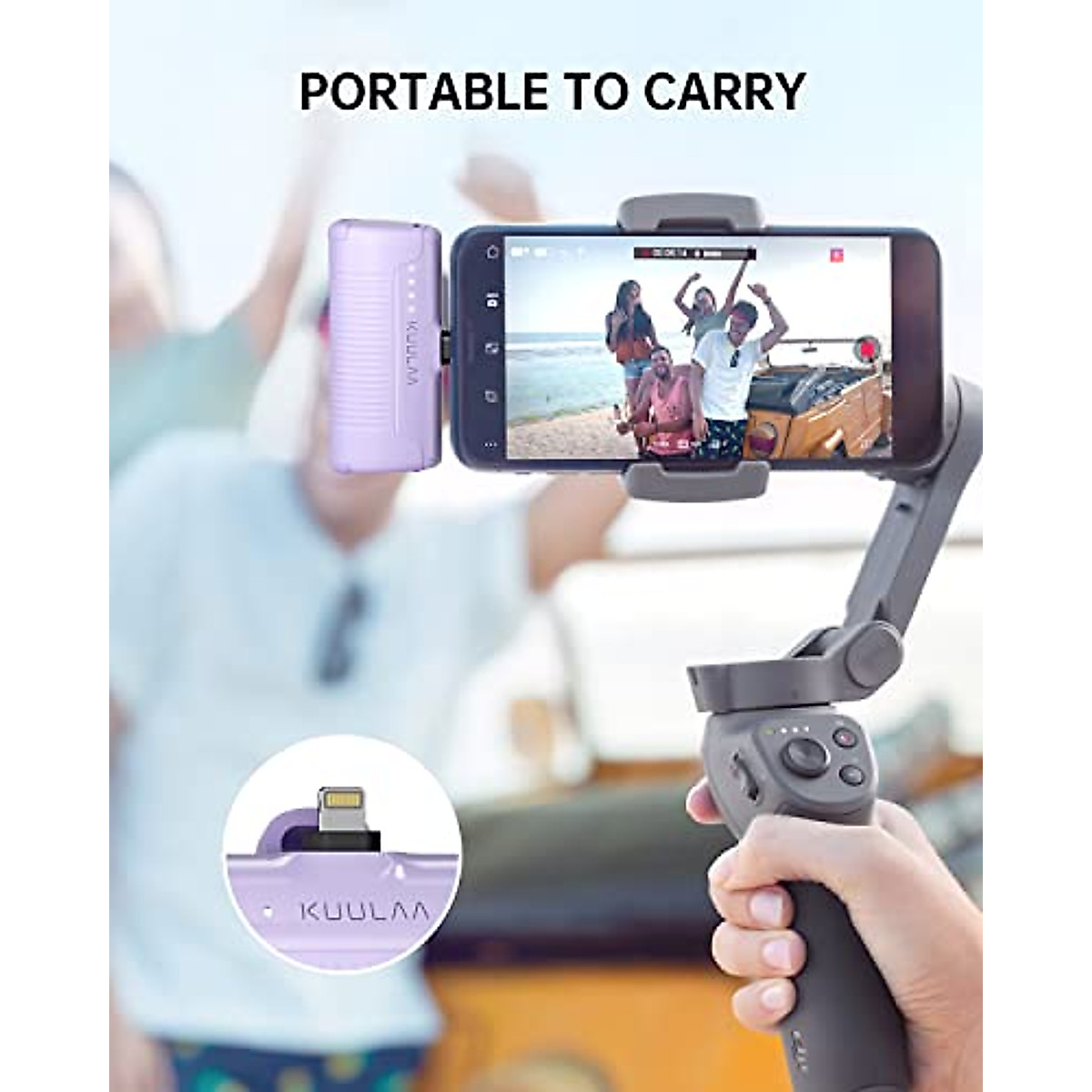 Kuulaa Portable Phone Charger Portable Charger iPhone 4500mAh Mini Power Bank for iPhone Cute Battery Pack Backup Charger Travel Compatible with iPhone 14/13/12/11/XS/XR/Airpods (Purple)