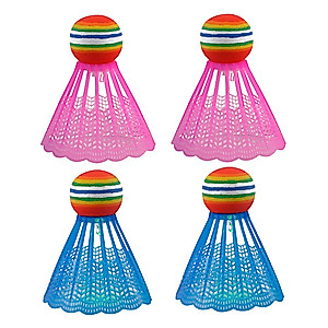 VOSAREA 4pcs LED Lighting Nylon Badminton Shuttlecocks Practical Sports Supplies Exercise Accessories for Indoor Outdoor Playing (2PCS Blue, 2PCS Pink)