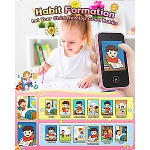 shiningstone Kids Toy Phone, Toddler Phones with MP3 Music Player, Dual Camera, Flashlight, Timer, Calculator, Habit Recorder, Kids Smart Phone for Girls and Boys 3-8 Years-Pink