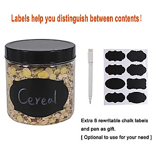 12 Pack 16 oz Plastic Jars With Lids, Extra Labels, 1 Pen, Clear PET Seal Jar for Food Storage,Wide Opening Storage jar For Dry Food, Peanut, Powder, Kitchen & Craft Storage by ZMYBCPACK