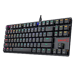 Redragon K607 Mechanical Gaming Keyboard, RGB LED Backlit, 87 Key Tenkeyless, Low Profile with Blue Switches for Windows PC Gaming (Wireless)