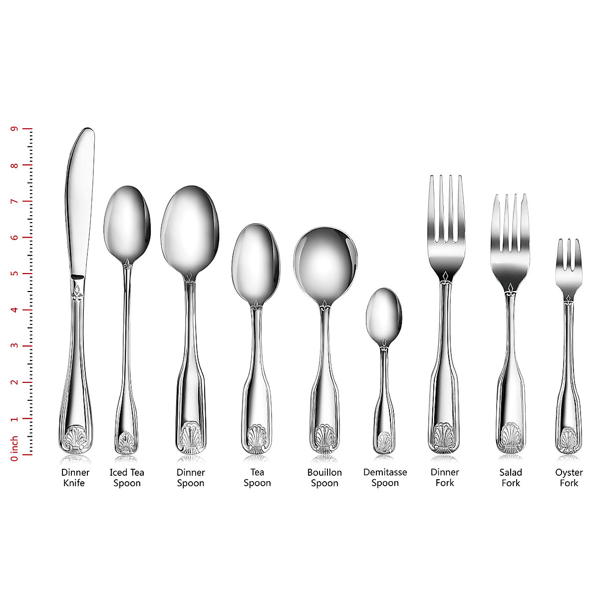 New Star Foodservice 58246 Shell Pattern, 18/0 Stainless Steel, Dinner Knife, 8.6-inch, Set of 12