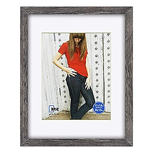 RPJC 11x14 inch Picture Frame Made of Solid Wood and High Definition Glass Display Pictures 8x10 with Mat or 11x14 Without Mat for Wall Mounting Photo Frame Driftwood Finish