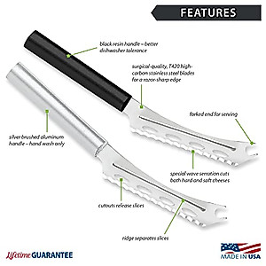 Rada Cutlery Cheese Knife Stainless Serrated Edge Steel Resin, 9-5/8 Inches, Black Handle