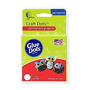 Glue Dots, Clear, Double-Sided Craft Dots, 1/2, Roll of 200 (08165E)