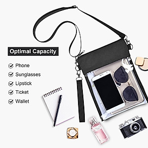 USPECLARE Clear Crossbody Purse Bag Stadium Approved Clear Tote Bag for Work Concert Sports(Clear Black)