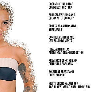 invera Breast Implant Stabilizer Band, Post Surgery Breast Augmentation and Reduction Strap, Chest Belt, Breast Support Bandage, One Size Fits All (Beige)