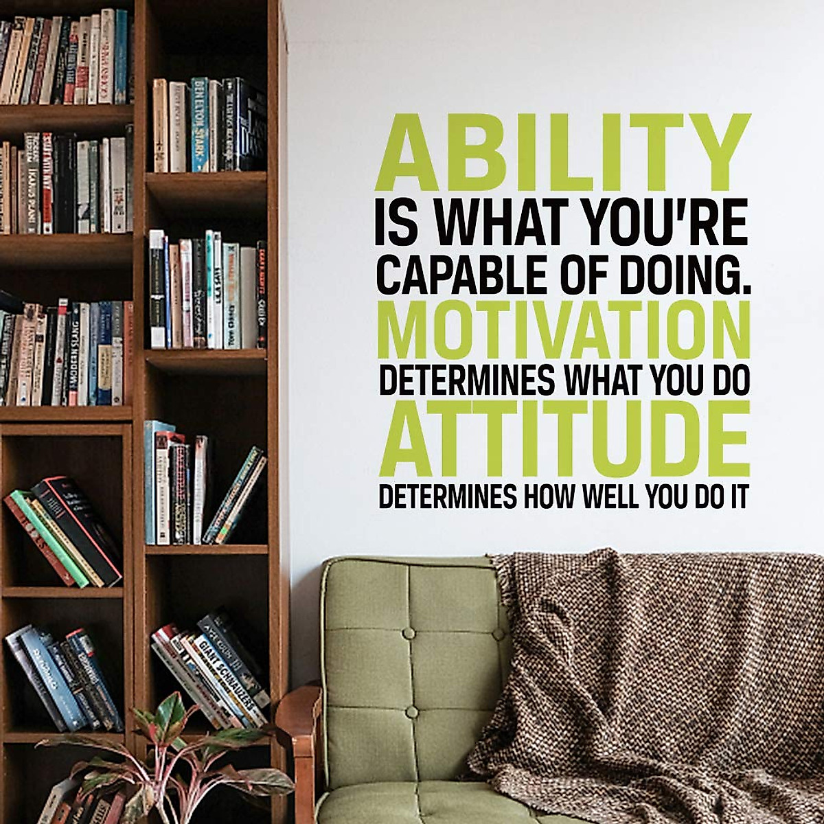 Family Inspirational Quotes Vinyl Wall Decal Stickers Ability is What You're Capable of Doing Motivation Attitude, Family Decor Removable Vinyl for Kids Room Living Room Bedroom (11.8''×23.6'')