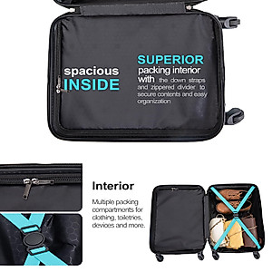 Tripcomp Carry On Luggage Lightweight Hardside suitcase with Spinner Wheels, Carry-On 20-inch, Turquoise