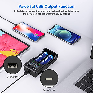 Universal Battery Charger XTAR VC2SL LCD Display Speedy Smart Charger for Rechargeable Batteries Ni-MH Ni-Cd AA AAA Li-ion IMR
