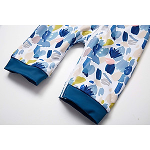 Baby Boys Sunsuits/Swimwear UPF 50+ Sun Protection One Piece Full-Length Zipper Swimsuits with Sun Cap. (Watercolor, 18-24Months)