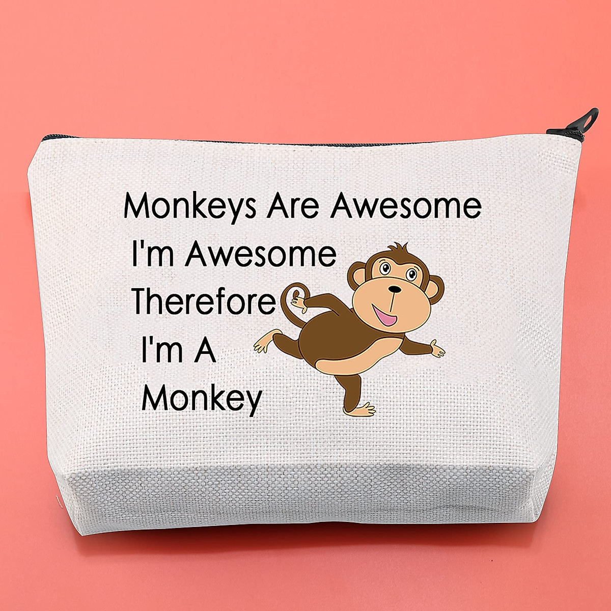 BLUPARK Funny Monkey Gift for Monkey Lover Monkeys Are Awesome I'm Awesome Therefore I'm A Monkey Makeup Bag Animal Lover Gift (I'm A Monkey)