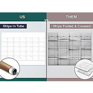 Large Dry Erase Calendar - 36”x48” Undated Erasable Monthly Calendar- Laminated Wall Calendar For Home And Office Organization