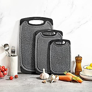 Cutting Board, Lccowot 3PCS Plastic Cutting Boards With Non-Slip Feet and Deep Drip Juice Groove, Easy Grip Handle Chopping Board for Meat, Veggies, Fruits, BPA Free, Dishwasher safe