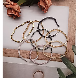 SAMOCO 17Pcs Boho Beaded Bracelets for Women Colorful Stackable Sparkly Crystal Beads Bracelets Multi-Layer Versatile Statement Bracelets Stretch Cuff Jewelry Gifts