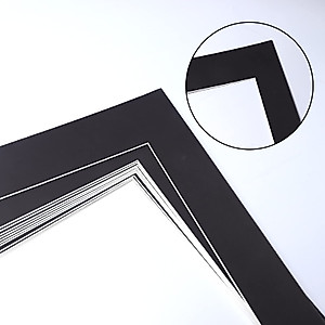 ZBEIVAN 11x14 Black Picture Mats with White Core Bevel Cut Frame Mattes for 8x10 Pictures - Pack of 12