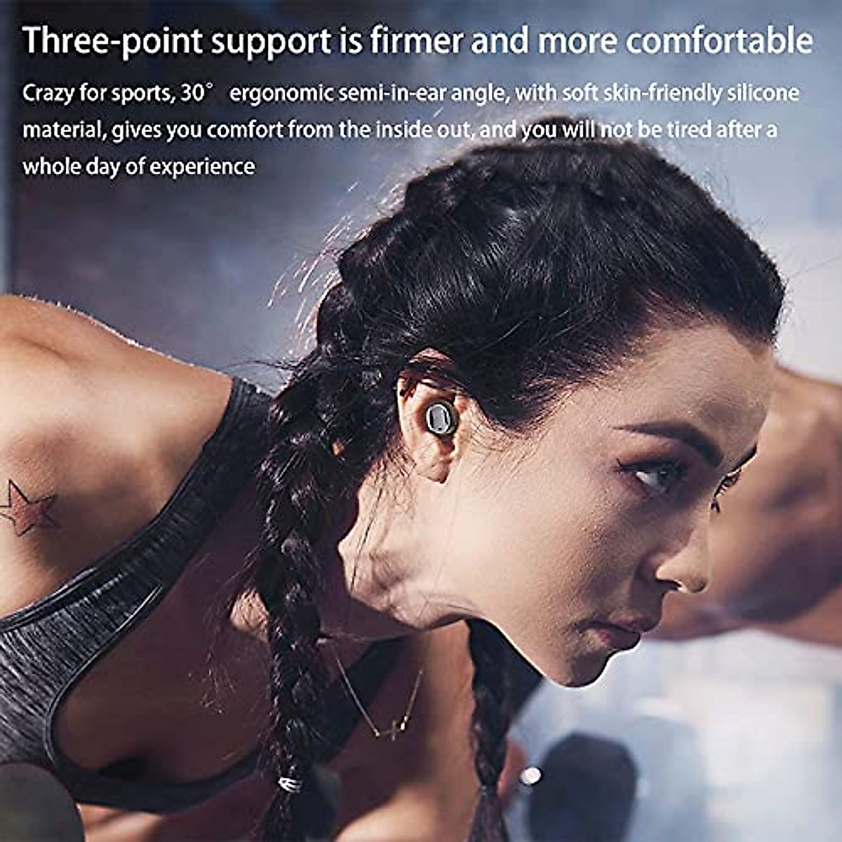 ZWYING TWS Earbuds, BT 5.0 Headphones with Mini Charging Bin, LED Battery Display, Premium Sound, Automatic Pairing, in-Ear Earphones Buit in Mic, Waterproof Sport Headsets (Black)
