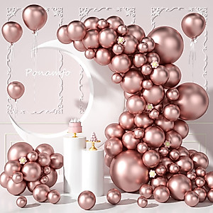 Ponamfo Rose Gold Party Balloons - 60Pcs 18"+12"+10"+5" Ballons Balloon Arch Kit as Birthday Party Balloons Gender Reveal Balloons Baby Shower Balloons Wedding Anniversary Bridal Shower Party
