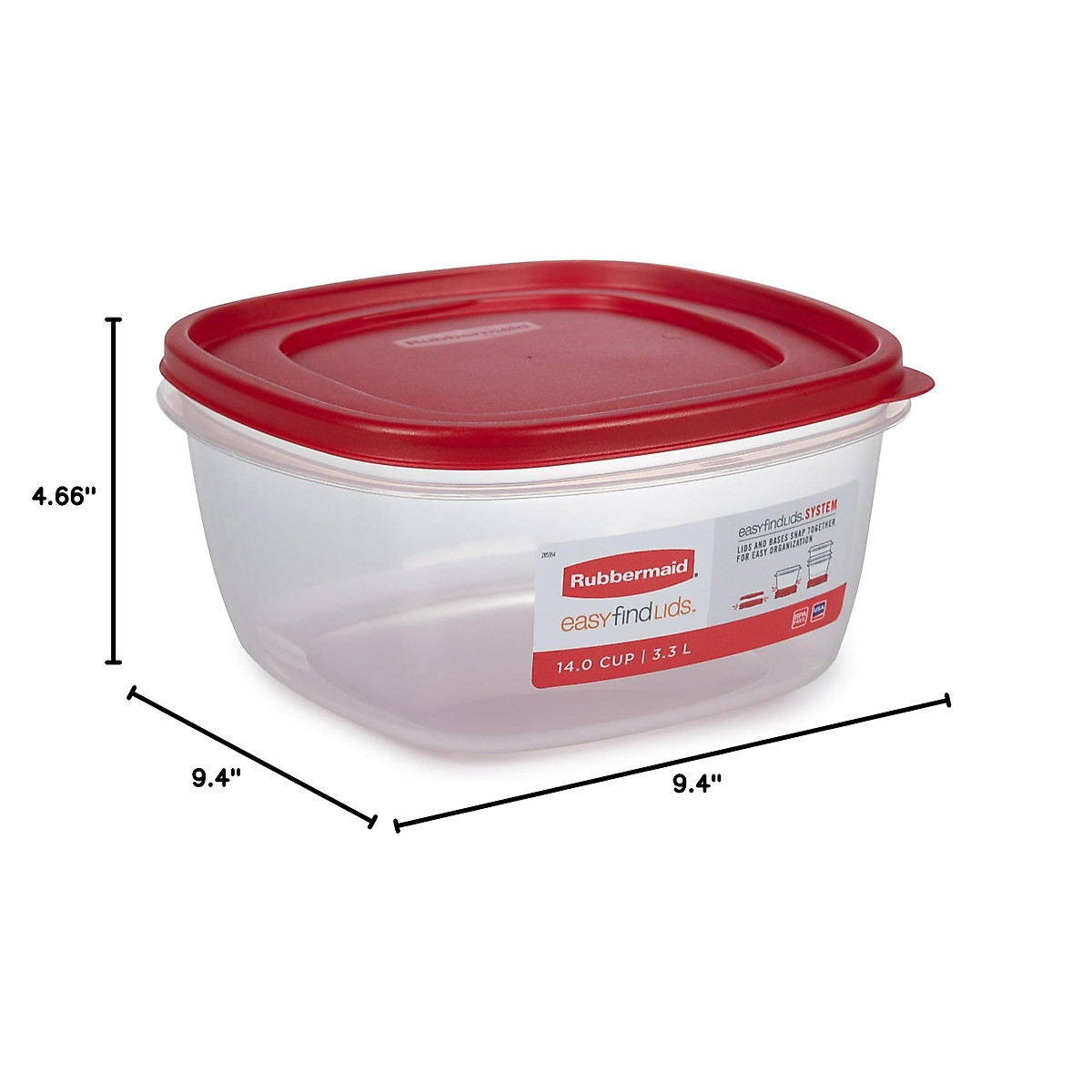 Rubbermaid Easy Find Lids Food Storage Container, 14 Cup, Red 2 Pack