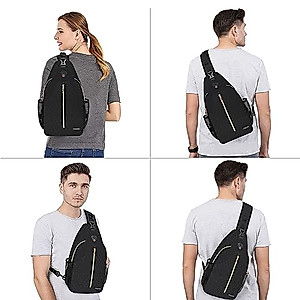 MOSISO Sling Backpack Small Hiking Daypack for Women Men, Rhombus Quilted Crossbody Sling Bag with Front Vertical Pocket & Removable Strap One Shoulder Chest Bag, Black