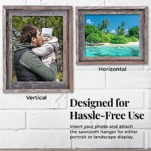 Farmhouse Style Rustic Picture Frame - Reclaimed Wood Photo Frame – Signature Wall Picture Frames for Living Room, Bedroom, Office Display - Wooden Frames for Décor Made in USA Natural Weathered Gray 16" x 20"