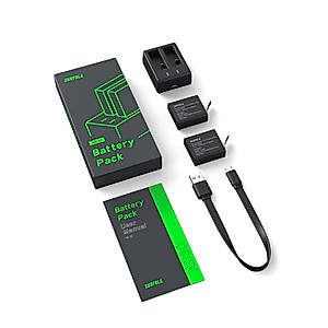 Surfola Action Camera Battery Pack, Rechargeable Batteries with Charger 1350mAh X2, with USB Dual Charger for Sports Camera, Compatible with AKASO EK7000/CAMPARK/CROSSTOUR/APEMAN and More