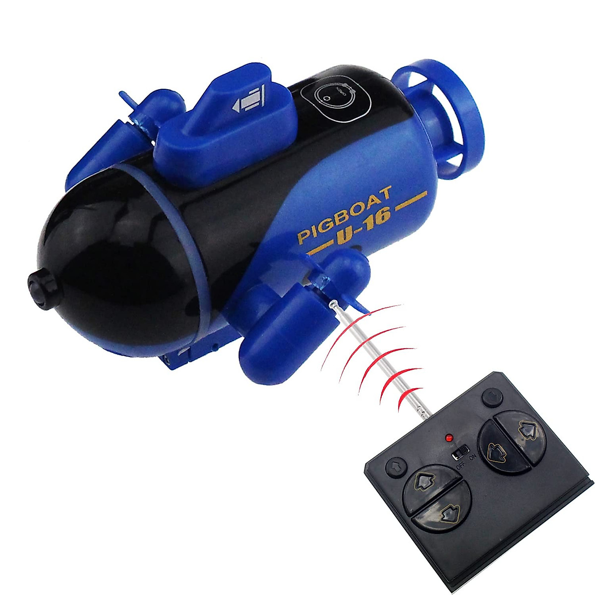 Tipmant Mini Remote Control Submarines Toys RC Boat Waterproof Diving Water Kids Gift (Blue)