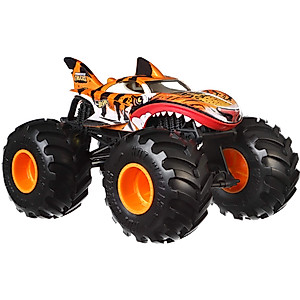 Hot Wheels Monster Trucks Tiger Shark die-cast 1:24 scale vehicle with Giant Wheels for kids age 3 to 8 years old great gift toy trucks large scales
