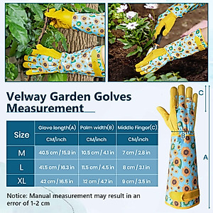 Velway Long Gardening Gloves for Women - Thorn Proof & Rose Pruning Forearm Protection Garden Gloves - Breathable Leather Long Garden Gloves Gifts & Tools for Gardener Yard Work Medium