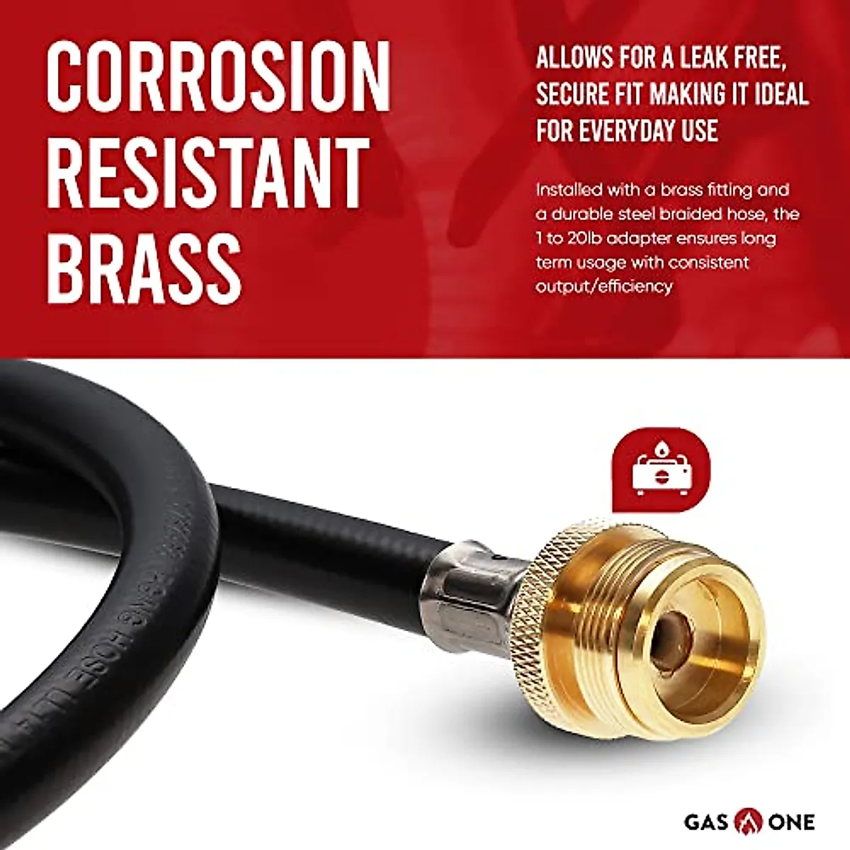 GasOne Propane Refill Adapter and 4ft Propane Hose Adapter 1lb to 20lb - Propane Cylinder with Type 1 - Fits All 1 LB Throwaway Disposable Cylinder