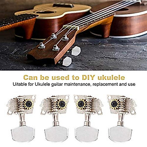 Ukulele Tuning Pegs, 2L2R Classical Style Ukulele Tuning Pegs Machine Heads for Ukulele DIY Parts (Silver)