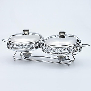 UZOURI 3 Quart Stainless Steel Chafing Dish Buffet Set, Chafer Set with Lid, Food Warmer for Parties Kitchen Banquet Dining,Silver (Gold)