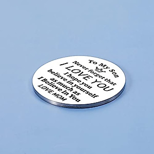 Inspirational Gift for Son Pocket Hug Token to Kids Valentines Day Christmas Birthday Gifts for Boys Teens Stocking Stuffers Present From Mom Dad Back to School Keepsakes Never Forget That I Love You