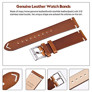 20mm Classic Genuine Leather Watch Bands for Omega x Swatch Moonswatch Quick Release Vintage Leather Watch Straps Compatible with Timex Weekender Watch for Men, Valentine's day gifts for him or her