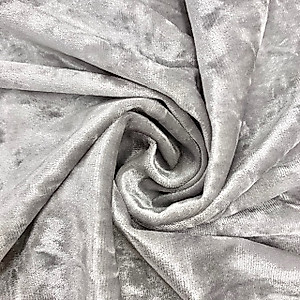 Samantha Silver Polyester Stretch Crushed Velvet Fabric by The Yard for Bows, Topknot. Headwraps, Scrunchies, Clothes, Costumes, Crafts